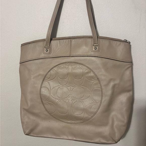 Coach | Bags | Coach Laura Taupe Leather Tote Bag | Poshmark